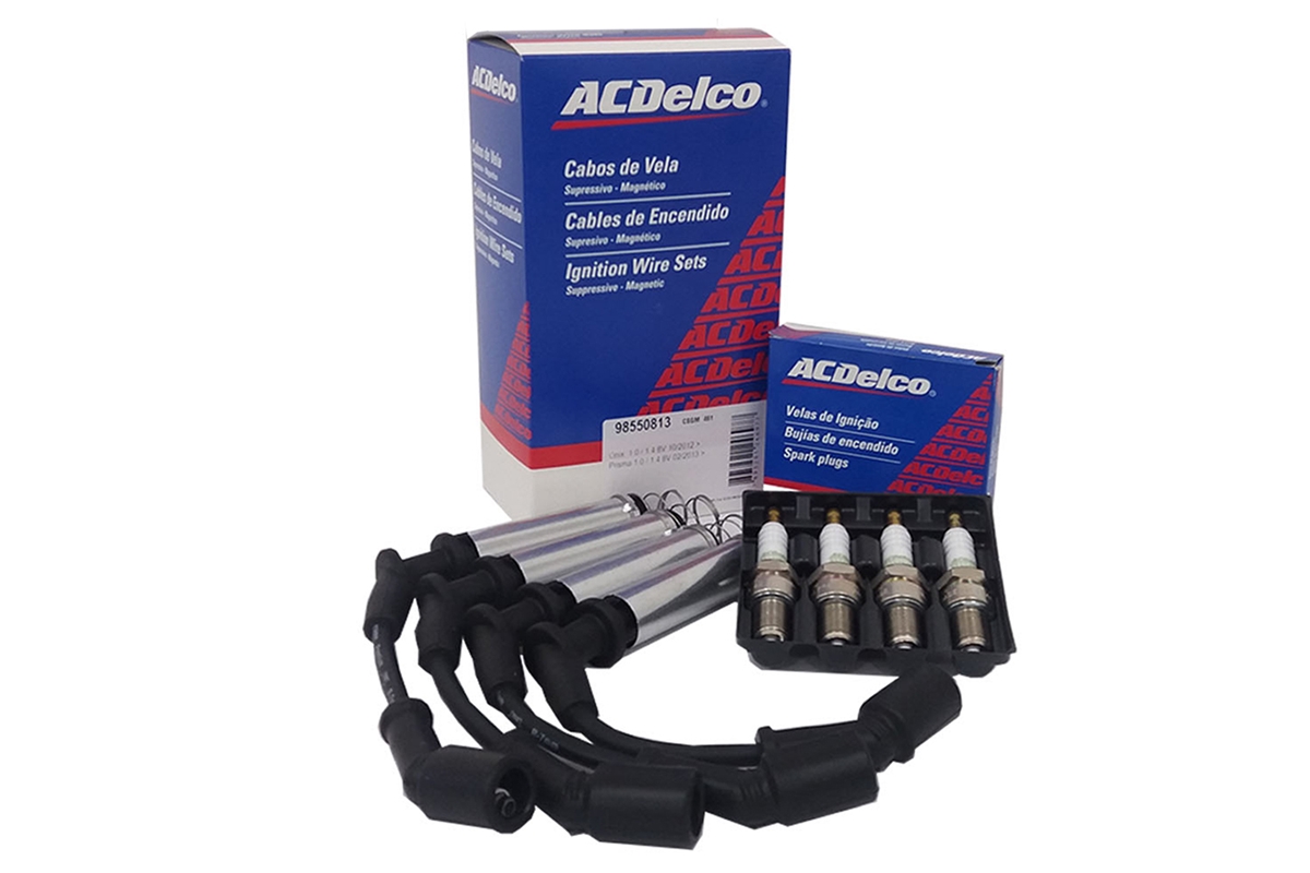 Kit Velas e Cabos de Velas Acdelco - Onix / Prisma 1.4 Flex 2013 a 2019 - Kit Velas e Cabos de ...